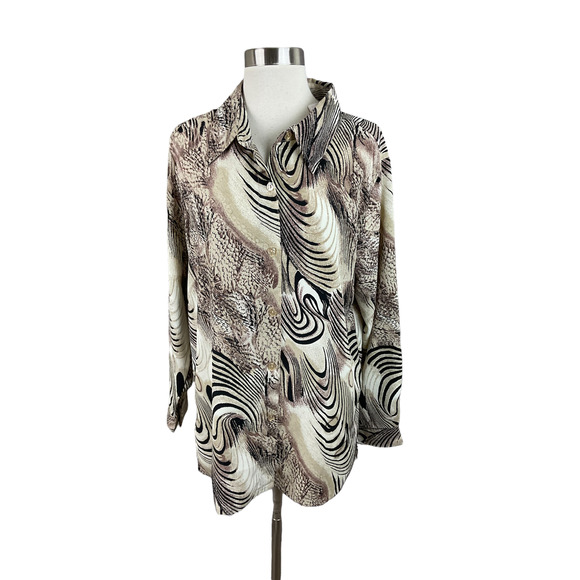 Kaktus | Tops | Kaktus New M Brown Animal Print Button Front Tunic ...